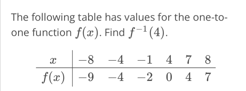 Solved The following table has values for the one-toone | Chegg.com