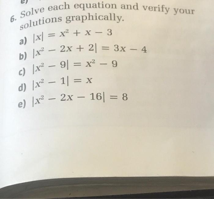 Solved 6. Solve each equation and verify your solutions | Chegg.com