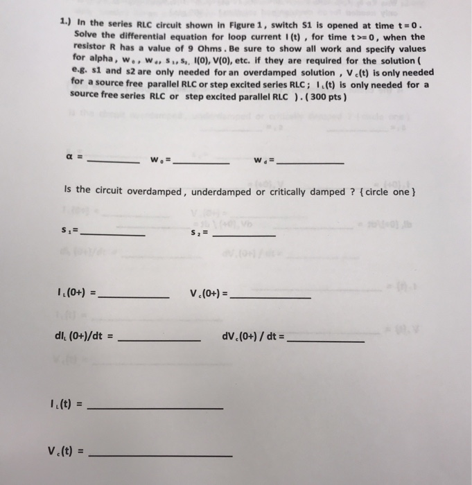Solved 1.) In the series RLC circuit shown in Figure 1, | Chegg.com