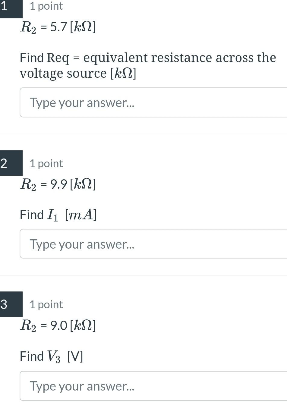 Solved R2=5.7[kΩ] Find Req = equivalent resistance across | Chegg.com