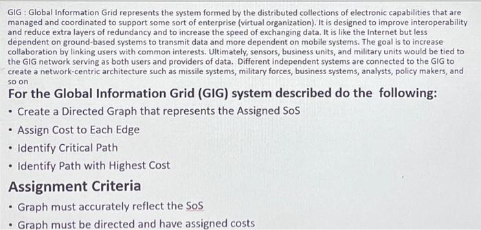 Solved GIG : Global Information Grid represents the system | Chegg.com