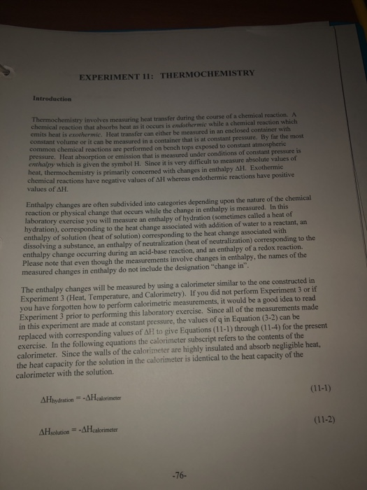 Thermochemistry Report Sheet Name and Drawer Number 5 | Chegg.com