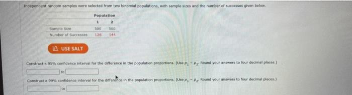 Solved Enrstruct a 95% confdence interval for the difference | Chegg.com