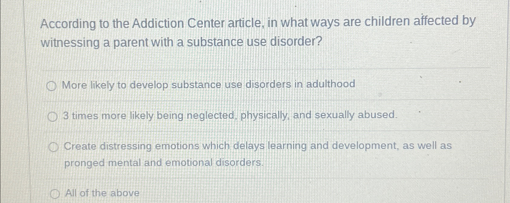 Solved According to the Addiction Center article, in what | Chegg.com