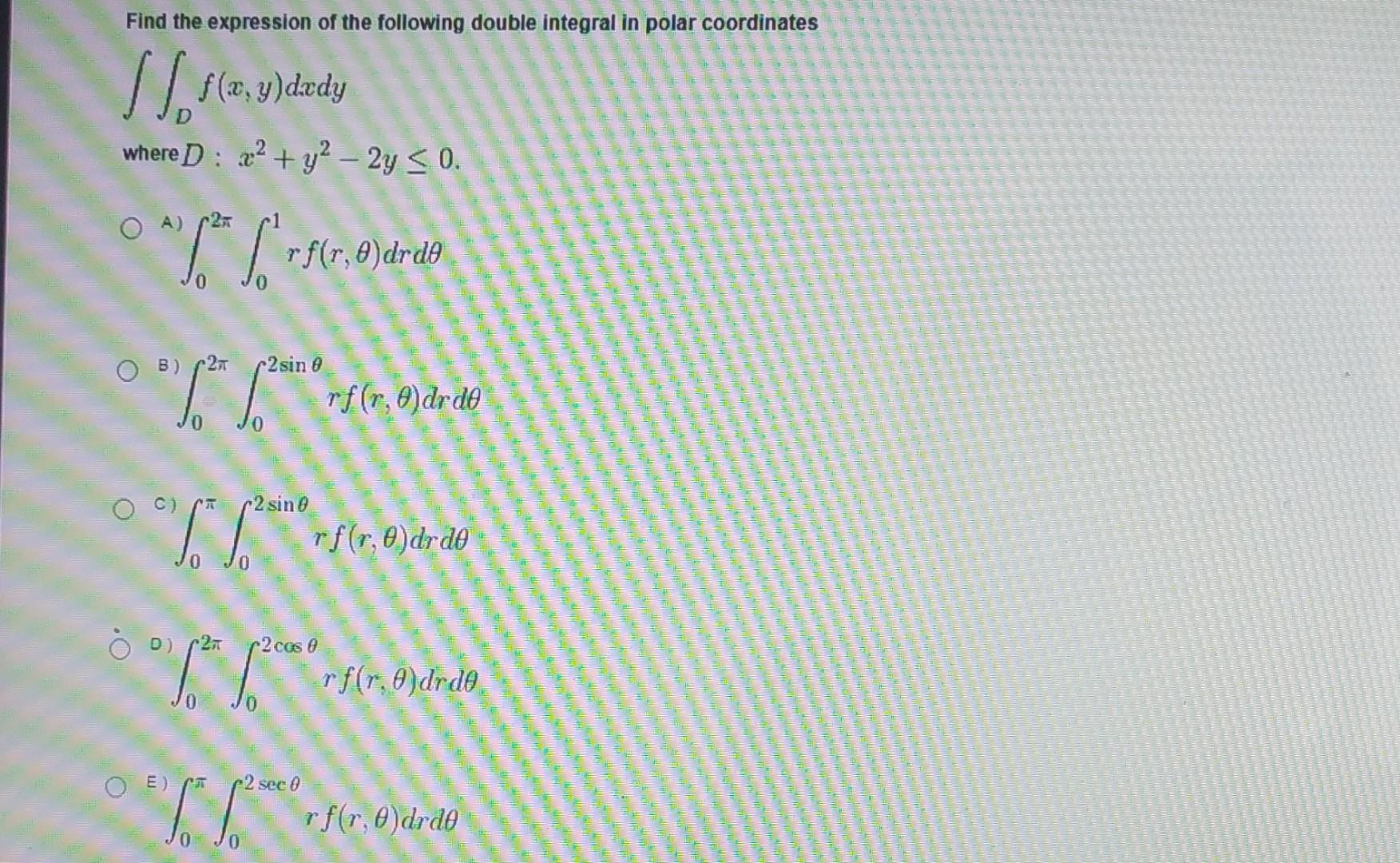 Solved Find the expression of the following double integral | Chegg.com