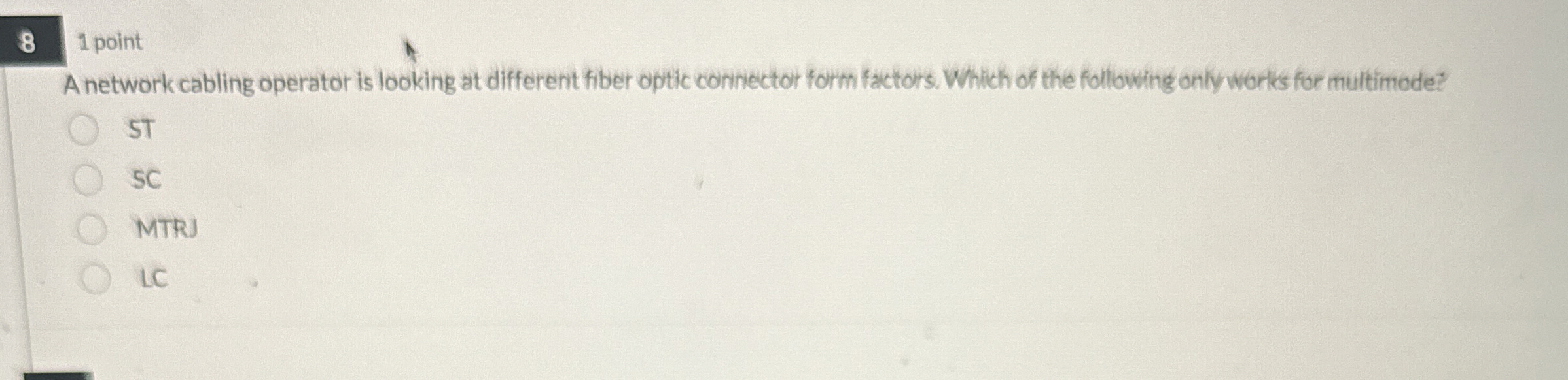 Solved 81 ﻿pointA network cabling operator is looking at | Chegg.com