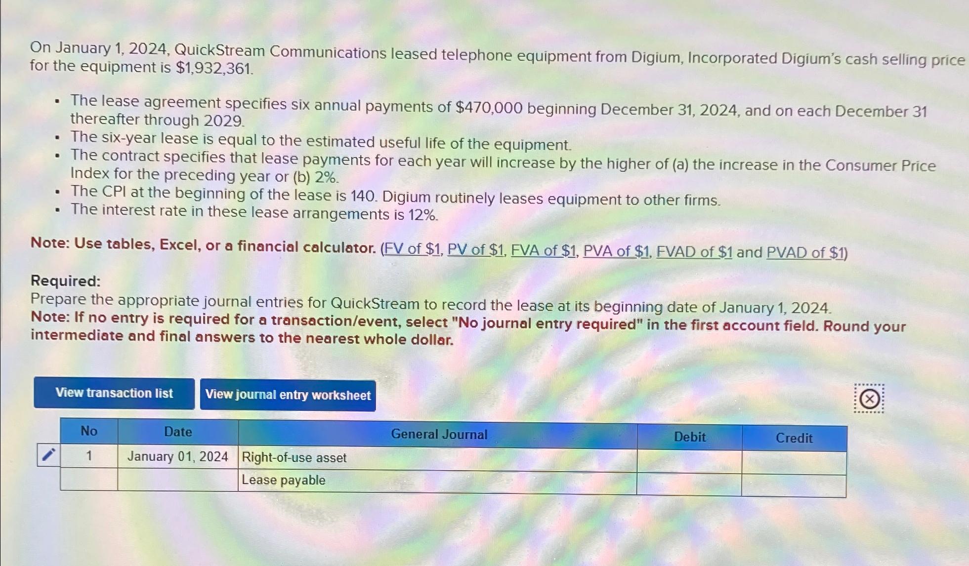 Solved On January 1, 2024, ﻿QuickStream Communications | Chegg.com