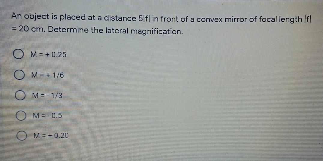 Solved An object is placed at a distance 5|f| in front of a | Chegg.com