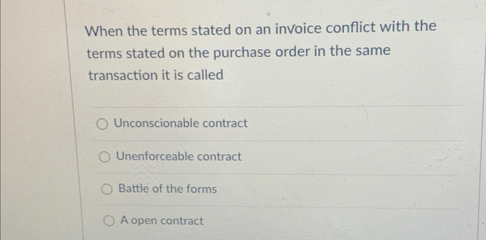 Solved When the terms stated on an invoice conflict with the | Chegg.com