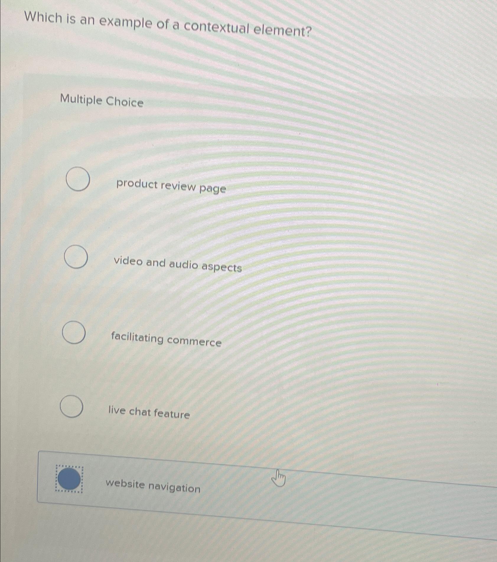 Which is an example of a contextual element?Multiple | Chegg.com