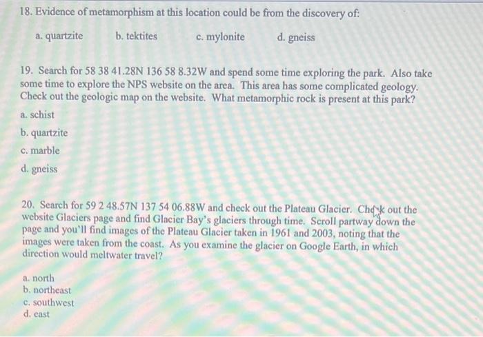 Solved 1. A possible protolith for Sample M is: a. | Chegg.com