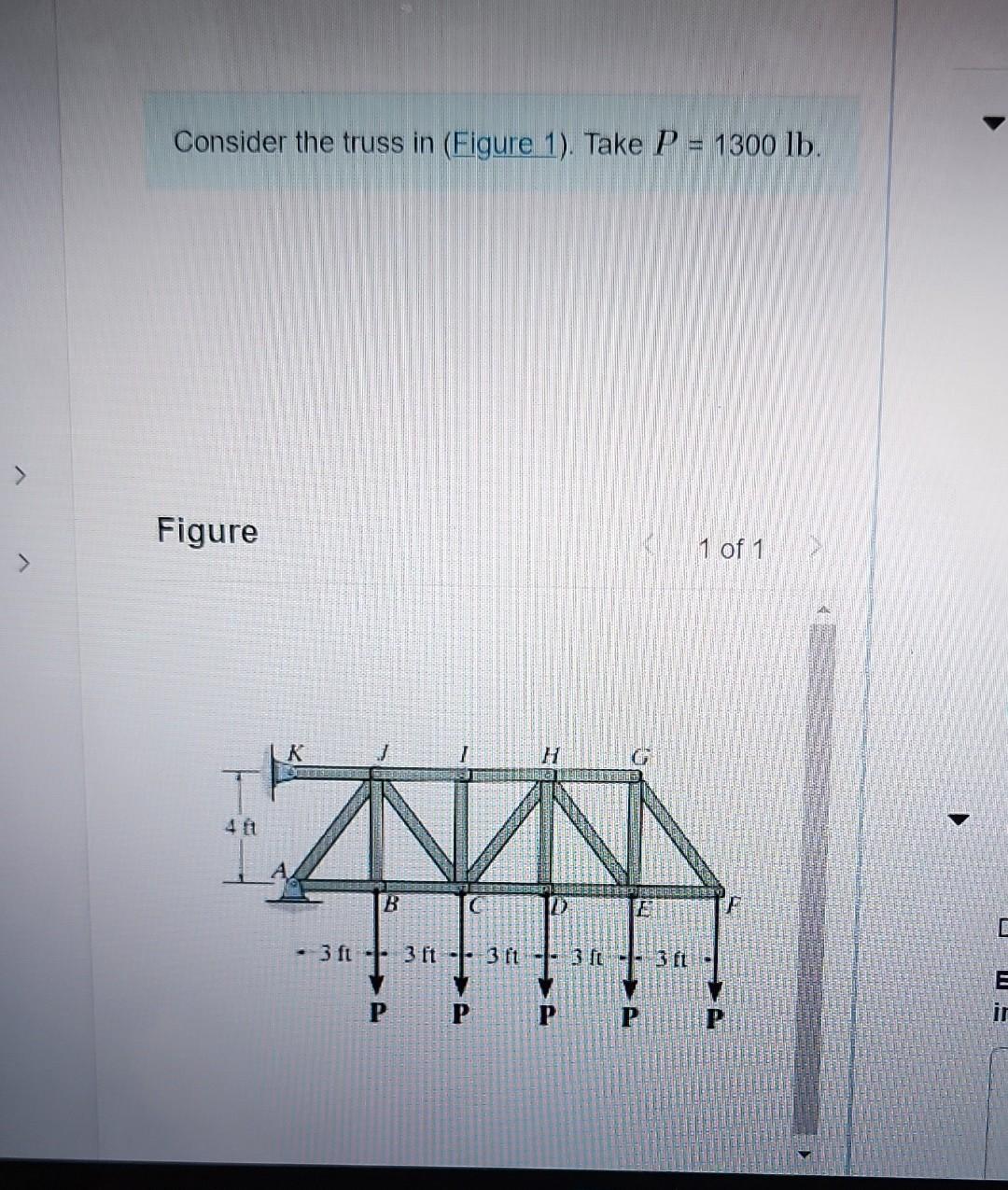 Solved Consider the truss in (Figure 1). Take P=1300lb. | Chegg.com