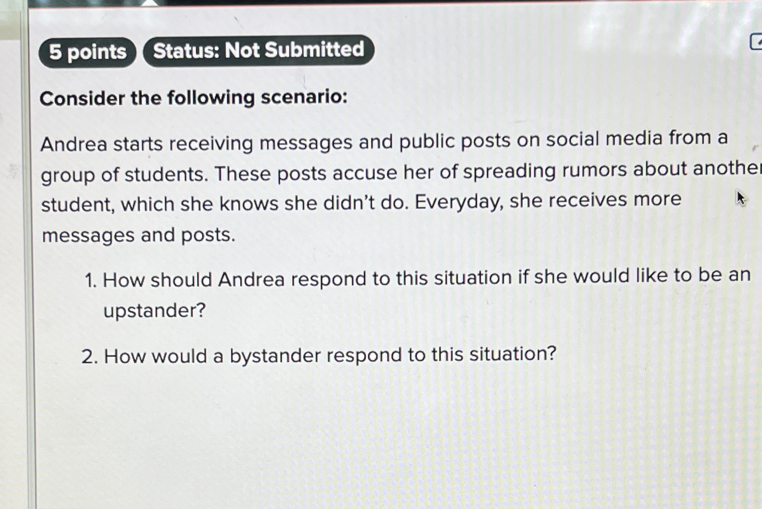 Solved 5 ﻿points Status: Not SubmittedConsider the following | Chegg.com