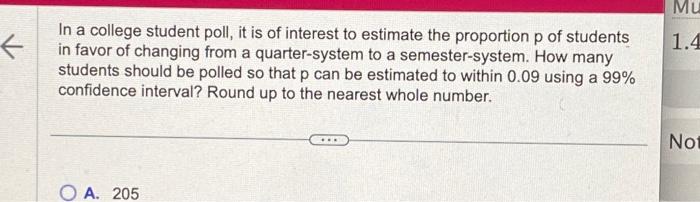 Solved ← In a college student poll, it is of interest to | Chegg.com
