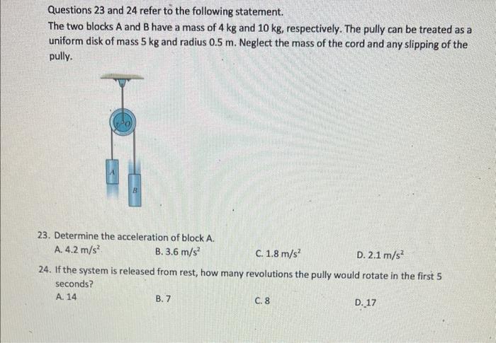 Solved Questions 23 and 24 refer to the following statement. | Chegg.com