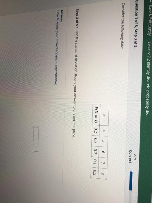 Solved Save & Exit Certify Lesson: 7.2 Identify discrete | Chegg.com