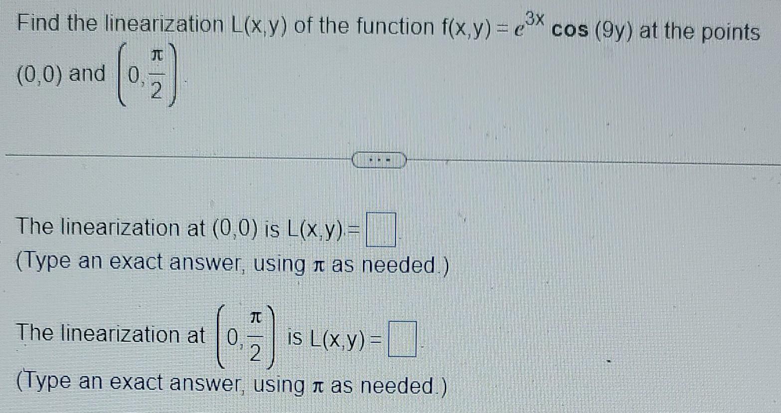 Solved Find the linearization L(x,y) of the function | Chegg.com