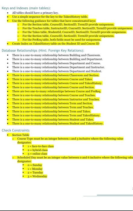 Solved Keys and Indexes (main tables): - All tables should | Chegg.com