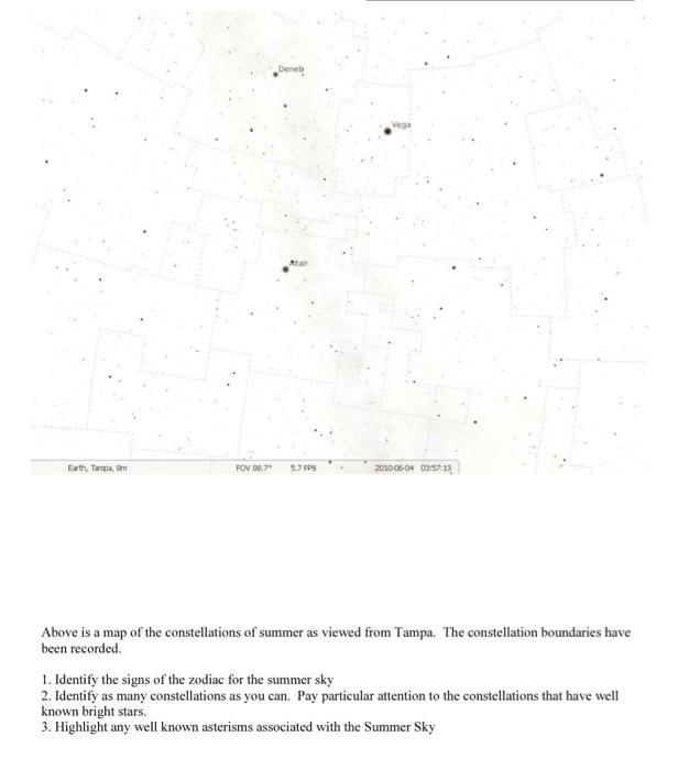 Solved Summer Sky ConstellationsAbove is a map of the | Chegg.com