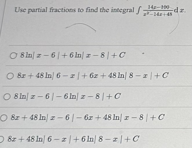 Solved Use partial fractions to find the integral | Chegg.com