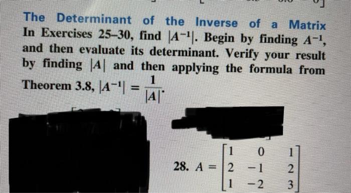 Solved The Determinant of the Inverse of a Matrix In | Chegg.com