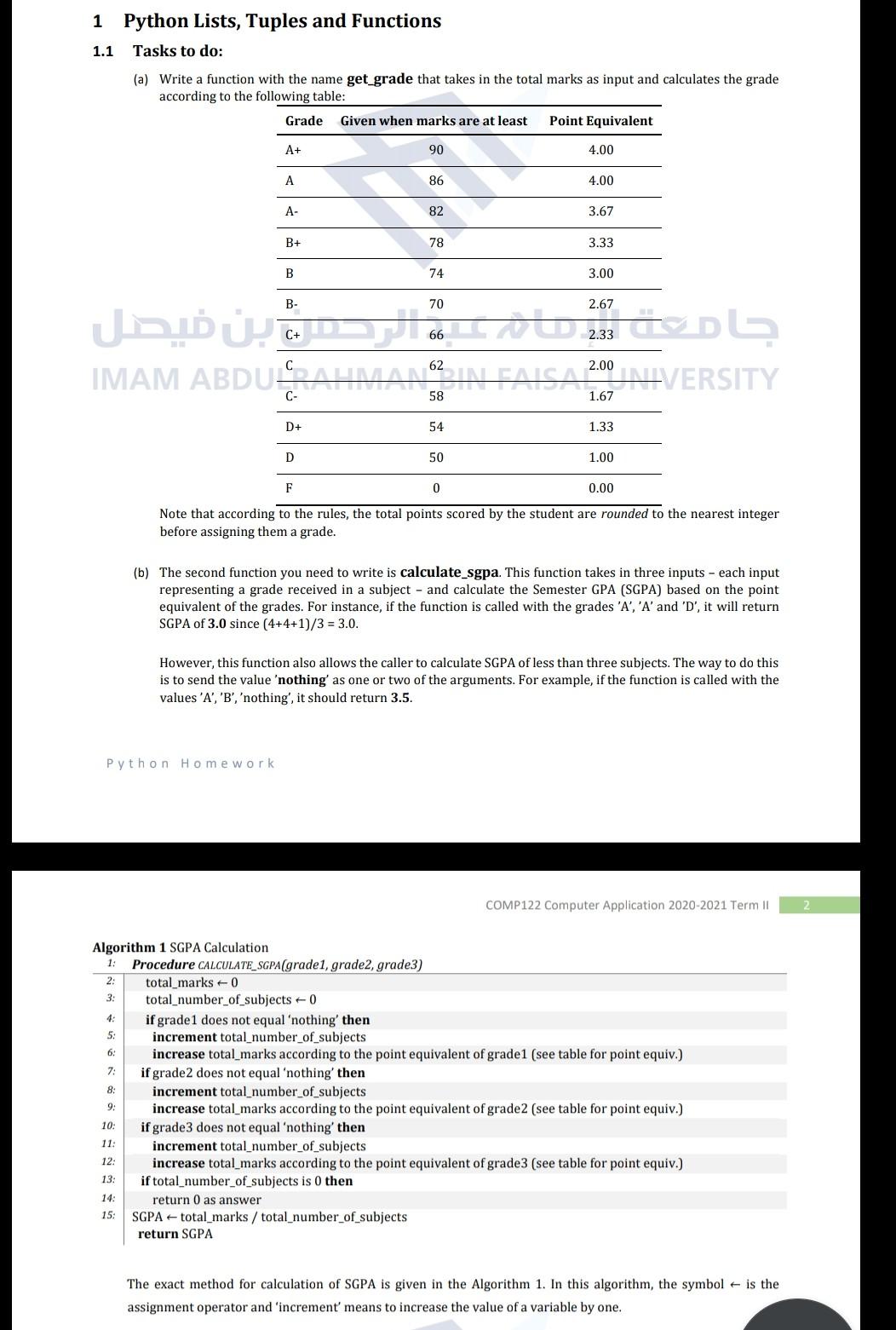 Solved 1 Python Lists, Tuples and Functions 1.1 Tasks to do: | Chegg.com