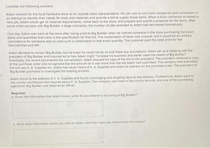 Solved Consider the following scenario: Adam worked for the | Chegg.com