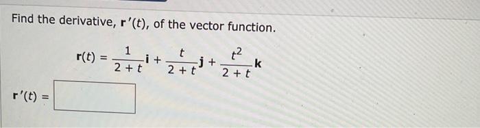 Solved Find the derivative, r′(t), of the vector function. | Chegg.com