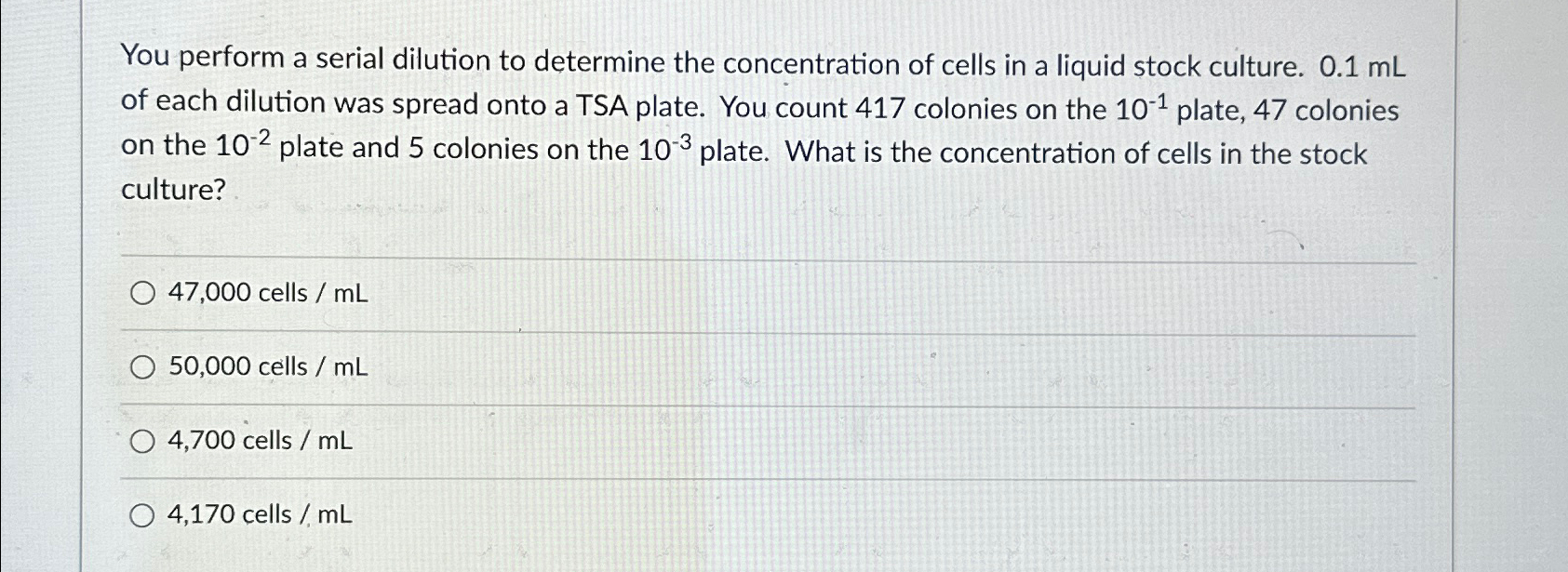 Solved You perform a serial dilution to determine the | Chegg.com