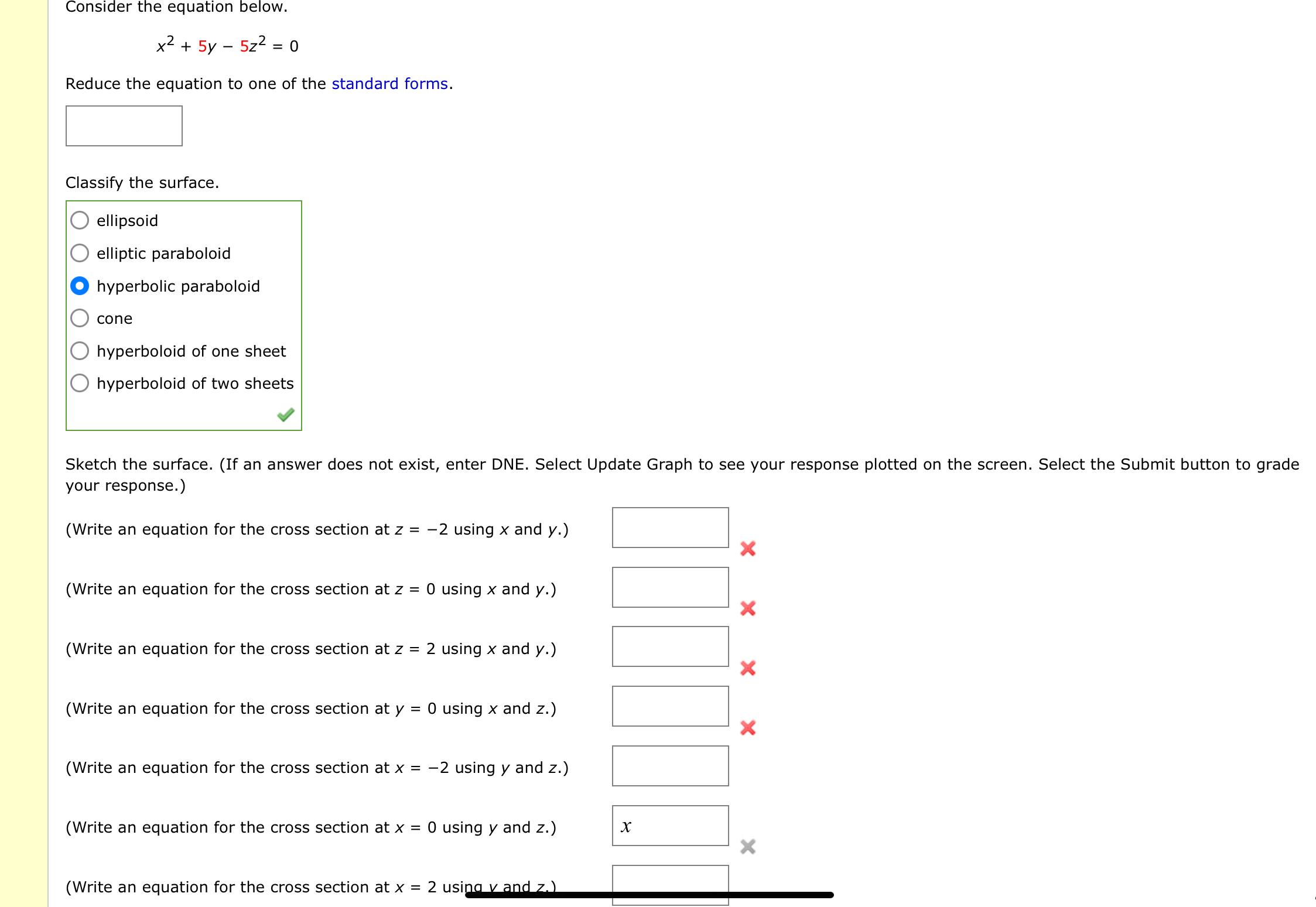 Solved Consider the equation below.x2+5y-5z2=0Reduce the | Chegg.com