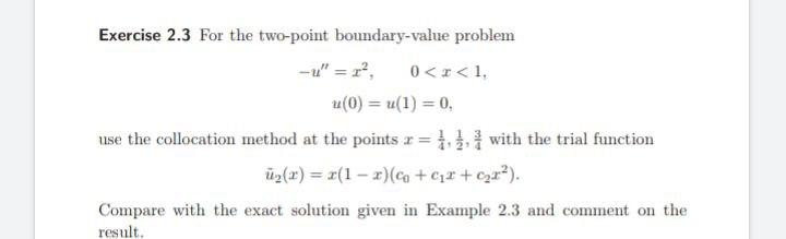 Solved Exercise 2.3 For the two-point boundary-value problem | Chegg.com