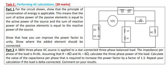 Solved Task 2: Performing AC calculations. [20 marks] Part 1 | Chegg.com