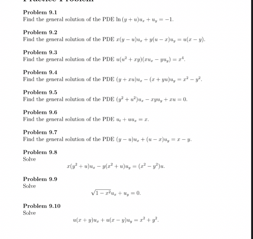 Problem 9.1Find the general solution of the PDE | Chegg.com