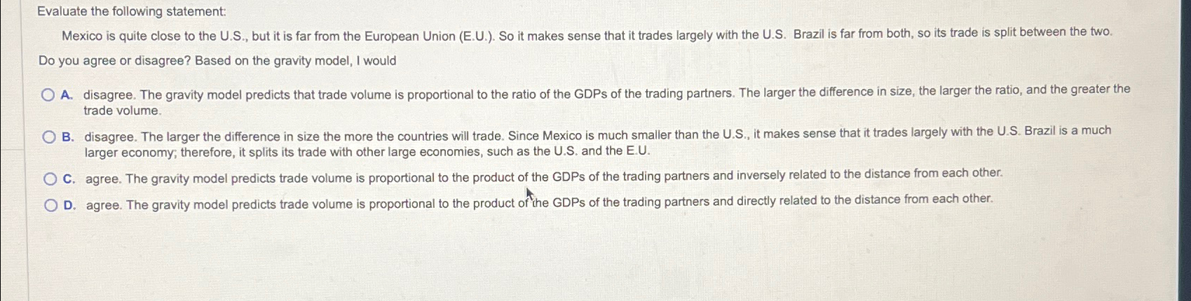 Solved Evaluate the following statement: Do you agree or | Chegg.com