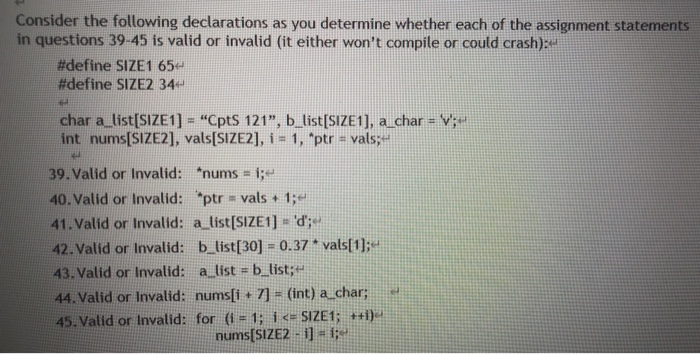 Solved Consider the following declarations as you determine | Chegg.com
