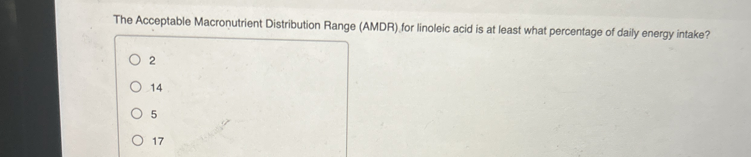 Solved The Acceptable Macronutrient Distribution Range | Chegg.com