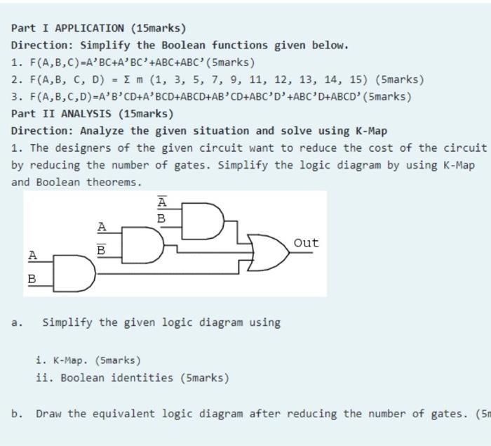 Solved Part I APPLICATION (15marks) Direction: Simplify the | Chegg.com Solved Part I APPLICATION (15marks) Direction: Simplify the | Chegg.com