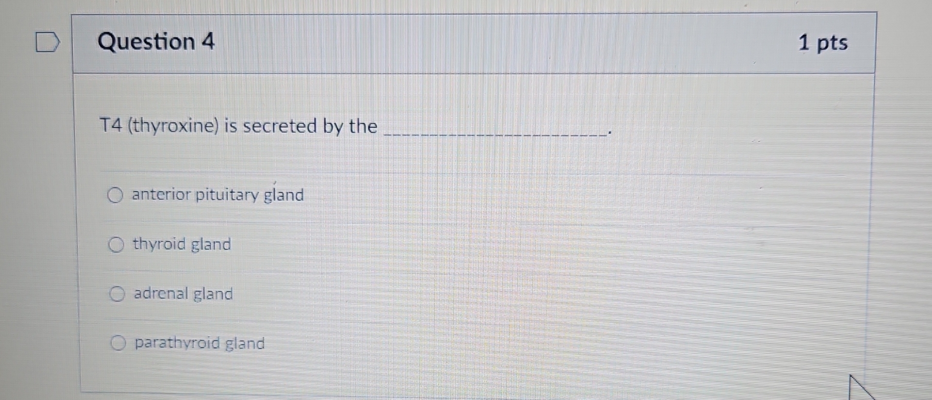Solved Question 41 ﻿ptsT4 (thyroxine) ﻿is secreted by the | Chegg.com