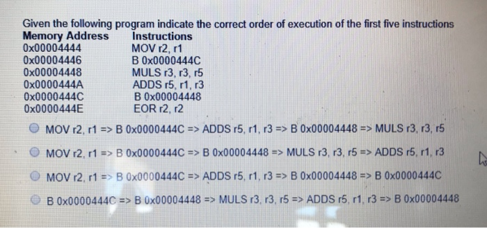 Solved Given The Following Program Indicate The Correct