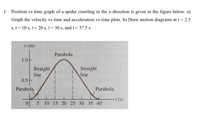 Solved 1. Position vs time graph of a spider crawling in the | Chegg.com