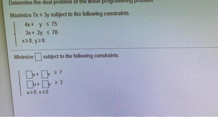Solved Determine the dual problem of the linear progra | Chegg.com