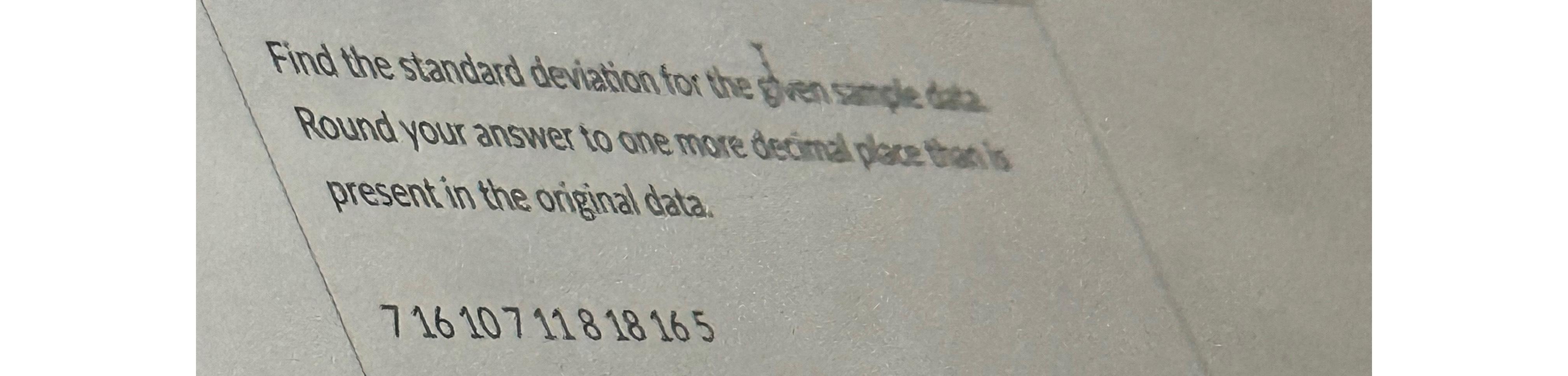Solved Find the standard deviation for the sे ﻿ven sencla | Chegg.com