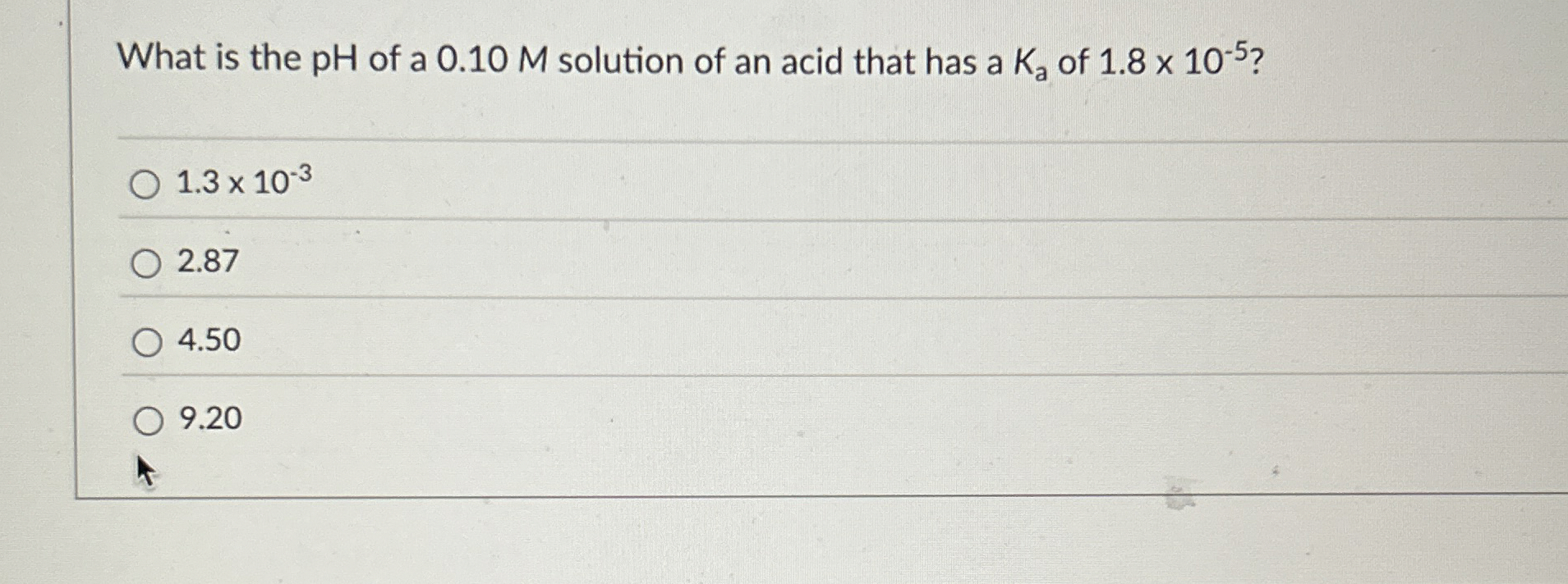 High Quality SOLUTION What is the pH of a 0.10 ﻿M solution of an acid that | Chegg.com