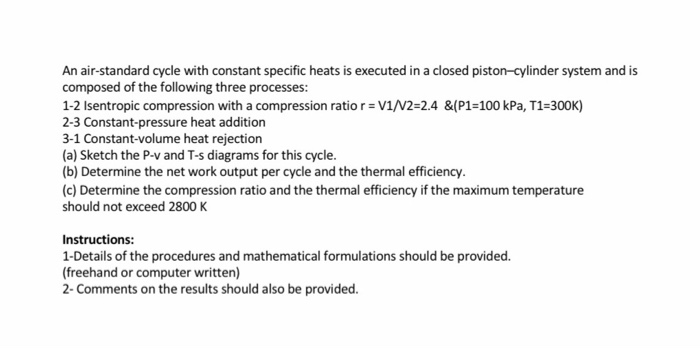 Solved An air-standard cycle with constant specific heats is | Chegg.com