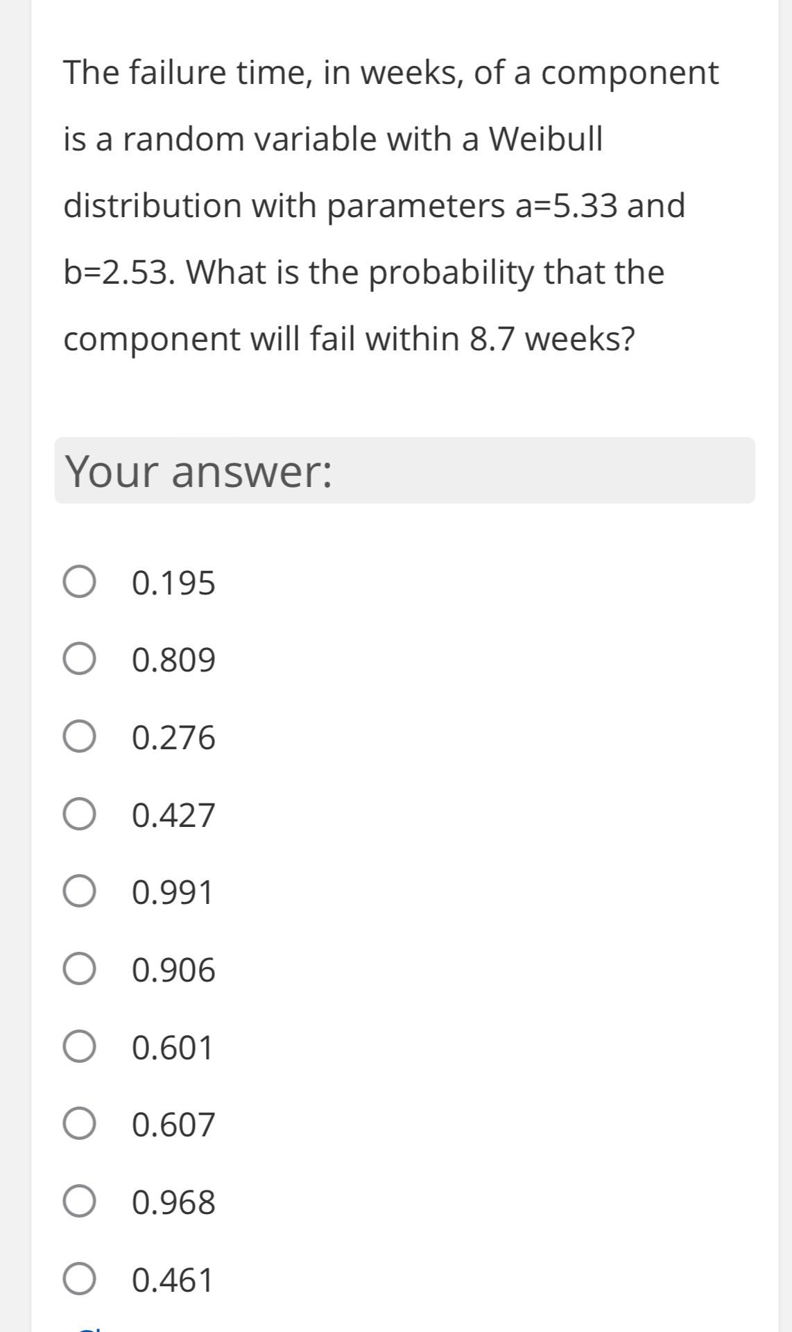 Solved The failure time, in weeks, of a component is a | Chegg.com