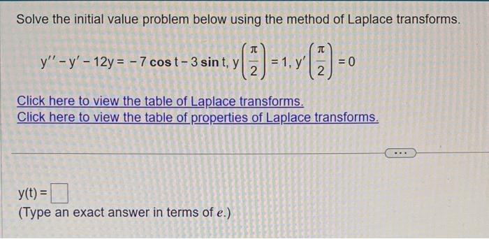 Solved Solve the initial value problem below using the | Chegg.com