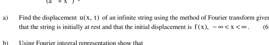 Solved a) ﻿Find the displacement u(x,t) ﻿of an infinite | Chegg.com