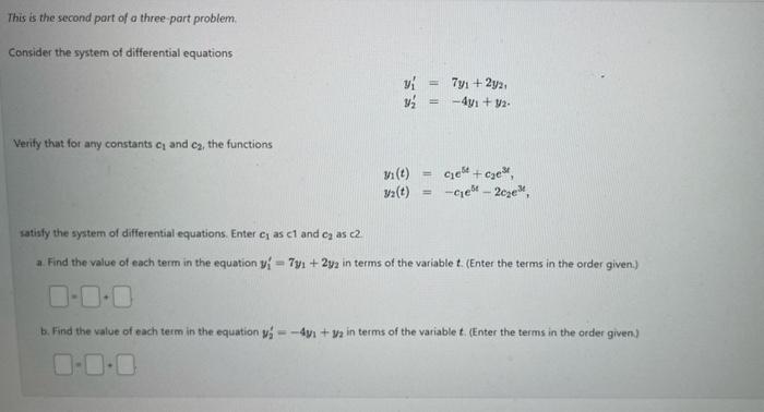 Solved This is the second part of a three part problem. | Chegg.com