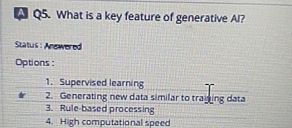 Solved A Q5. ﻿What is a key feature of generative AR?SHitus: | Chegg.com