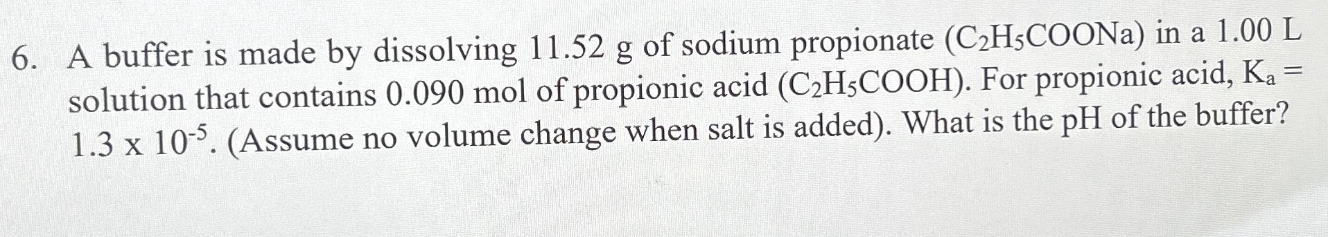 Solved A buffer is made by dissolving 11.52g ﻿of sodium | Chegg.com